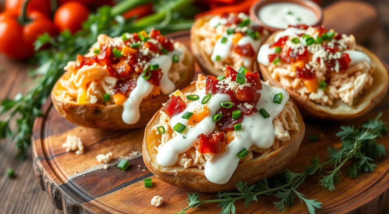 Chicken Bacon Ranch Potato Boats